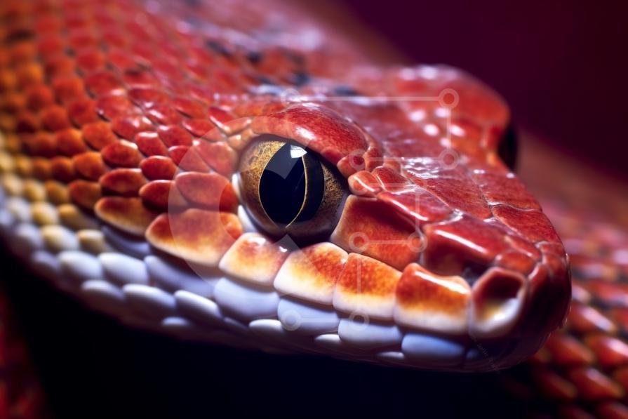 Close-up of Red Snake's Head with Black and White Markings stock photo ...