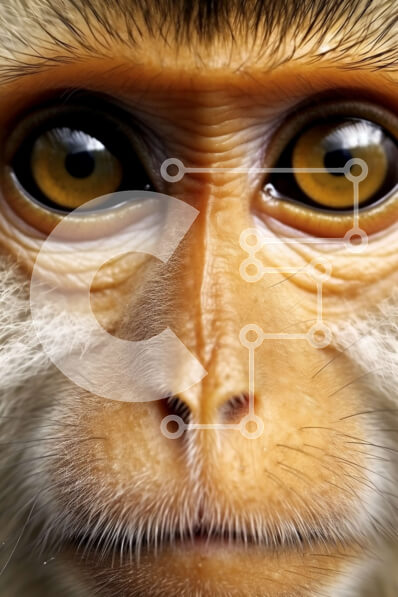 Adorable Picture of a Brown Monkey's Face stock photo | Creative Fabrica