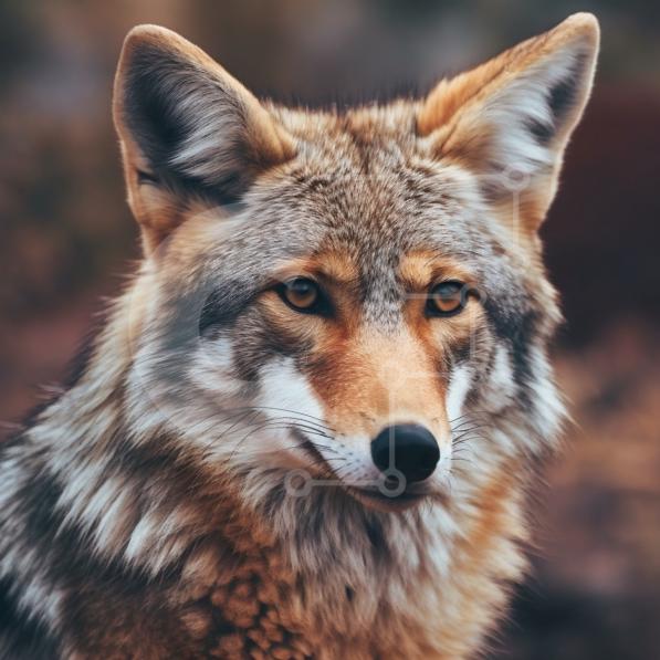 Stunning Close-up of a Coyote's Face with Yellow Eyes stock photo ...