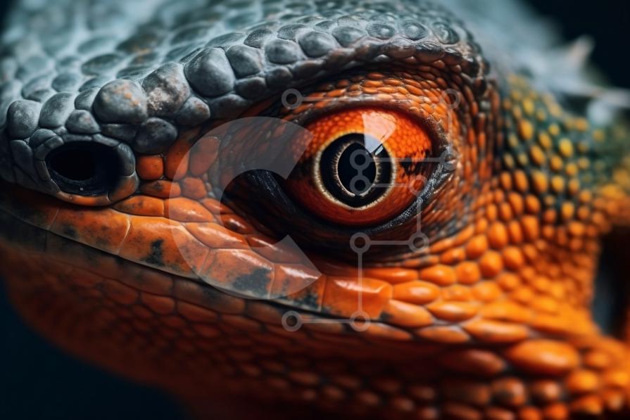 Awe-Inspiring Close-Up of Lizard's Face with Orange Eyes stock photo ...