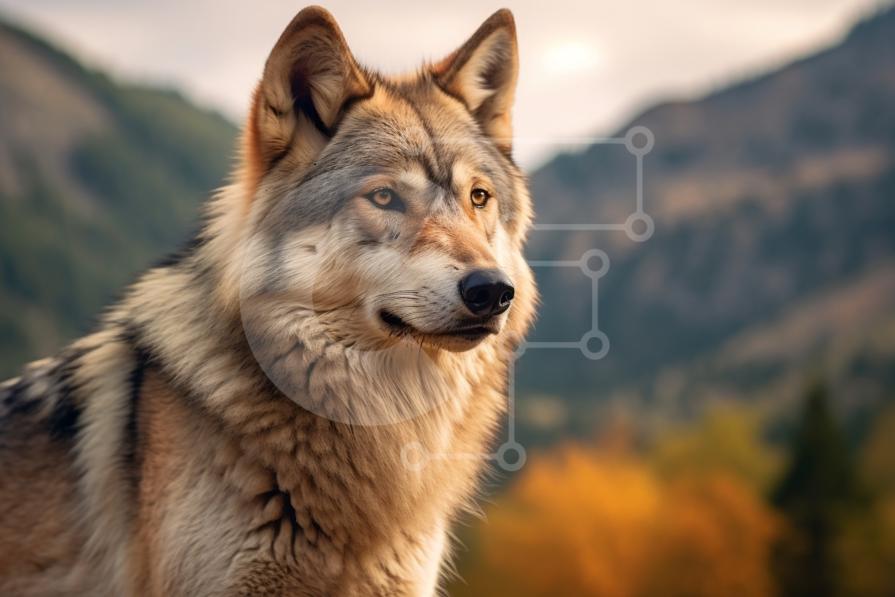 Stunning Image of a Gray Wolf in a Mountainous Landscape stock photo ...