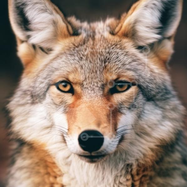 Stunning Close-up Image of Coyote's Face with Fluffy Brown and Gray Fur ...