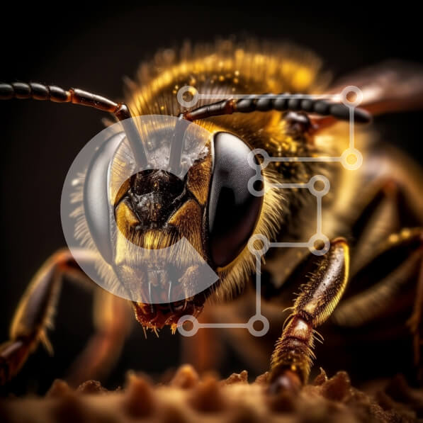 Stunning Close-Up of a Bee's Face on a Black Background stock photo ...