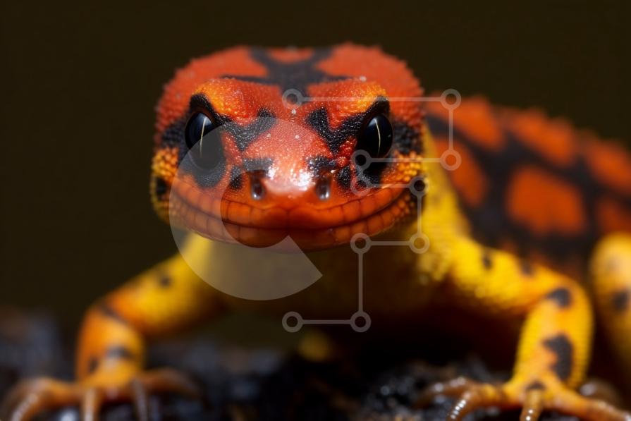 Stunning Close-up of a Red and Black Speckled Lizard with Yellow Eyes ...