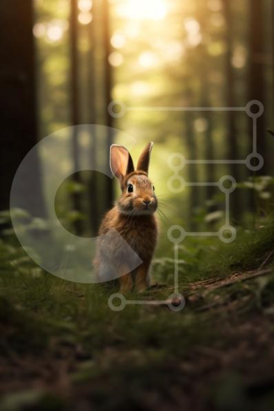 Adorable Picture of a Brown Rabbit in a Forest Clearing stock photo ...