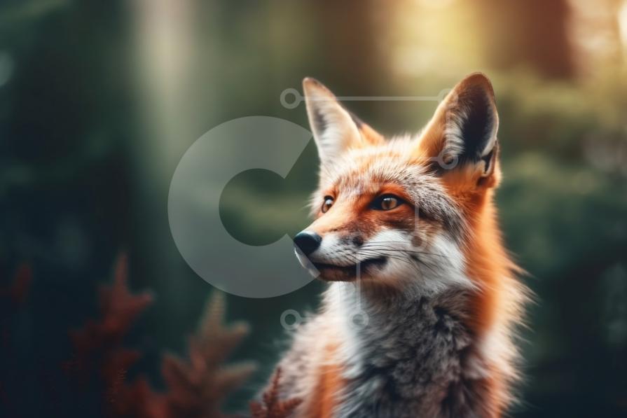 Beautiful Picture of a Red Fox in a Forest stock photo | Creative Fabrica