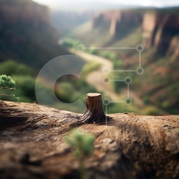 Stunning View of a Tree Stump on a Rocky Cliff Overlooking a Scenic ...