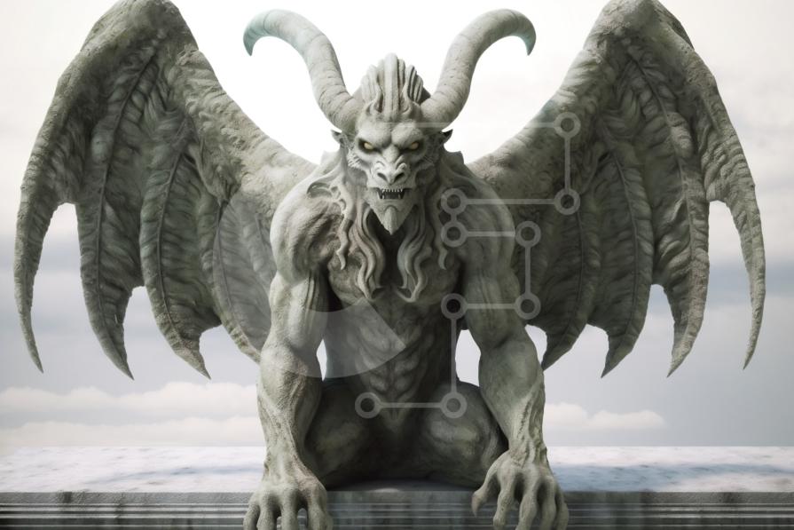Dark Fantasy Image of a Demon with Horns and Wings stock photo ...