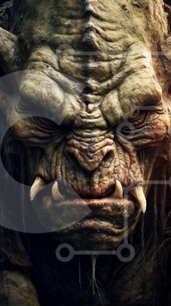 Intimidating and realistic depiction of a troll's face up close stock ...