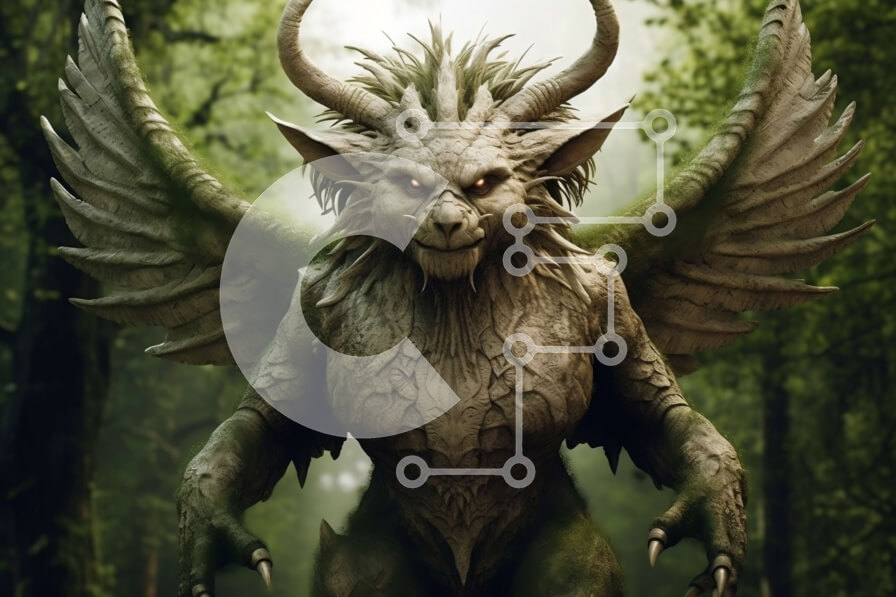 Download Fantasy Goat-Dragon Hybrid Creature in a Lush Forest ...