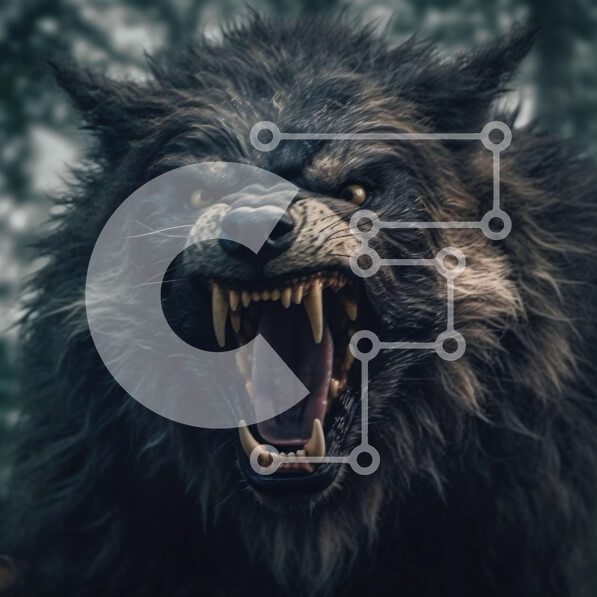 Fierce Black and White Image of a Werewolf Roaring stock photo ...