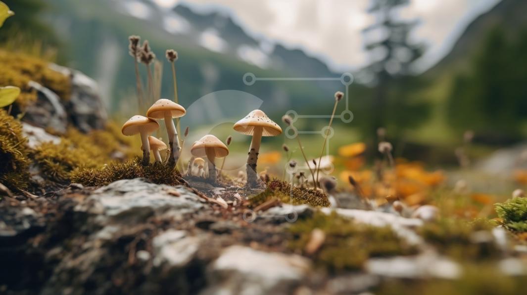 Group of Mushrooms Growing on Rocky Terrain in the Mountains stock ...