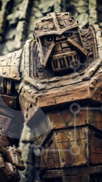 Dark and Ominous Close-Up of a Metal Statue of a Humanoid Figure in ...