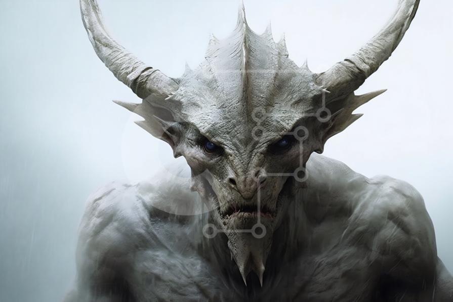 Ilustración de Demonio Blanco con Cuernos y Dientes Afilados fotos de ...