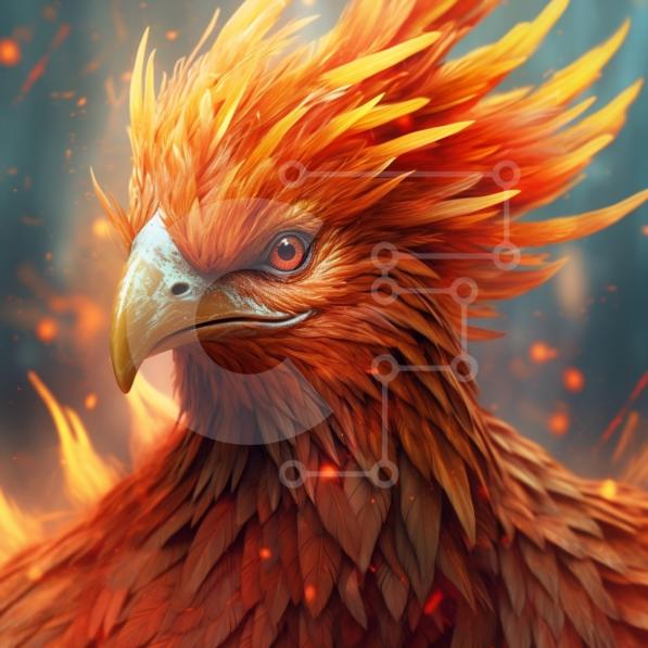 Fierce Flaming Bird with a Fiery Background stock photo | Creative Fabrica