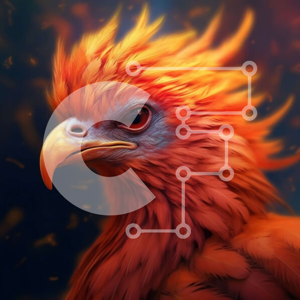 Fiery Red Bird with Glowing Eyes and Fierce Expression stock photo ...