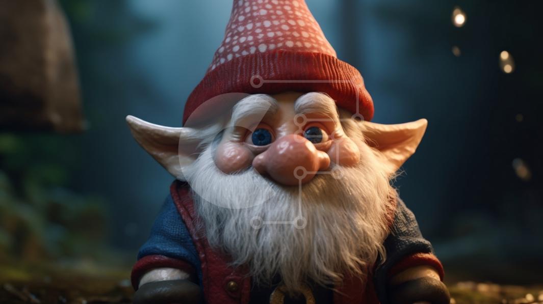 Mysterious Gnome with Lantern in Enchanted Forest Clearing stock photo ...