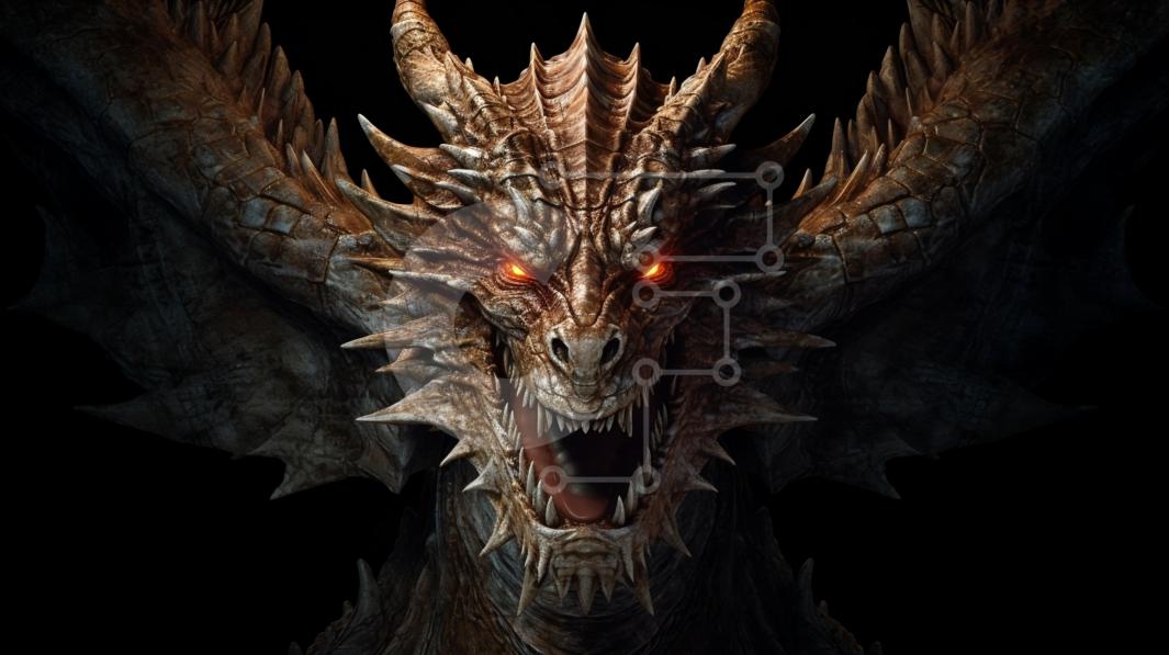 Stunning Image of a Powerful Dragon with Glowing Red Eyes stock photo ...