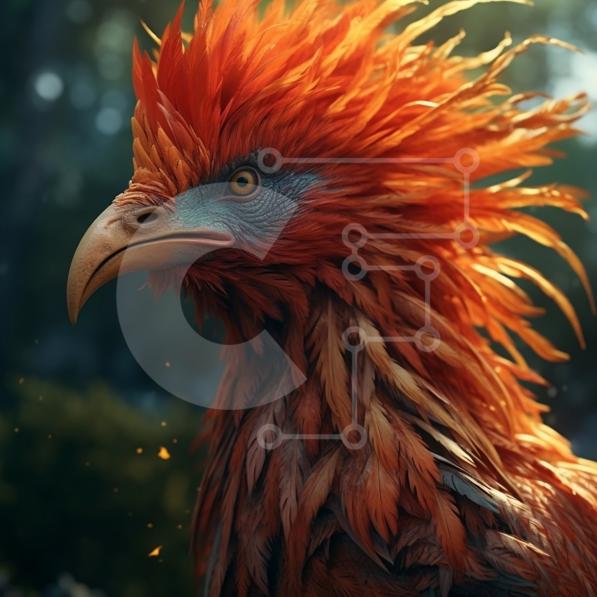 Whimsical Digital Art of a Red Bird with a Mohawk Hairstyle stock photo ...