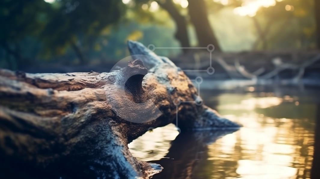 Beautiful Picture of a Fallen Tree Trunk in a River with Moss and ...