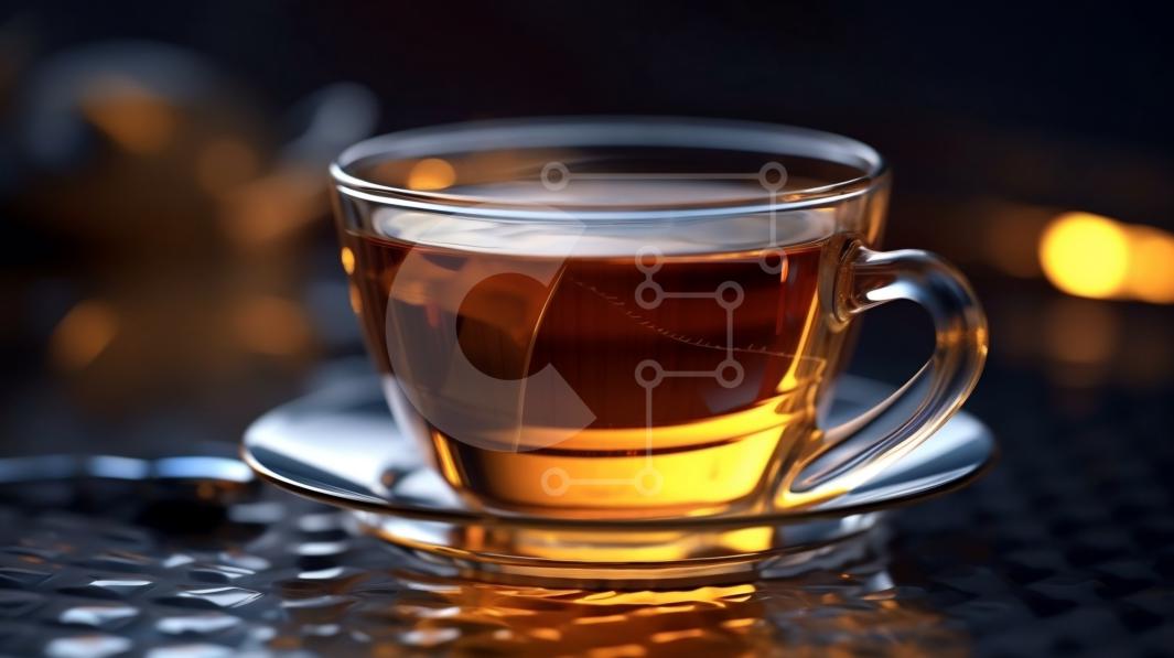 Stylish Cup of Tea on a Sleek Black Surface stock photo | Creative Fabrica