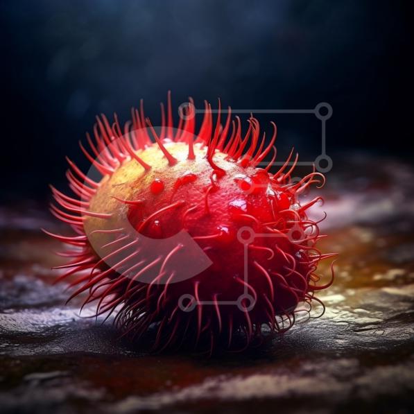 Red Spiky Object on Dark Surface Stock Photo stock photo | Creative Fabrica