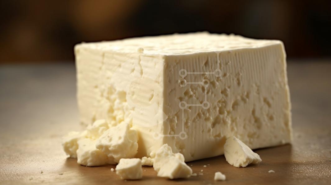 Delicious and Fresh White Cheese Cubes on a Wooden Surface stock photo ...