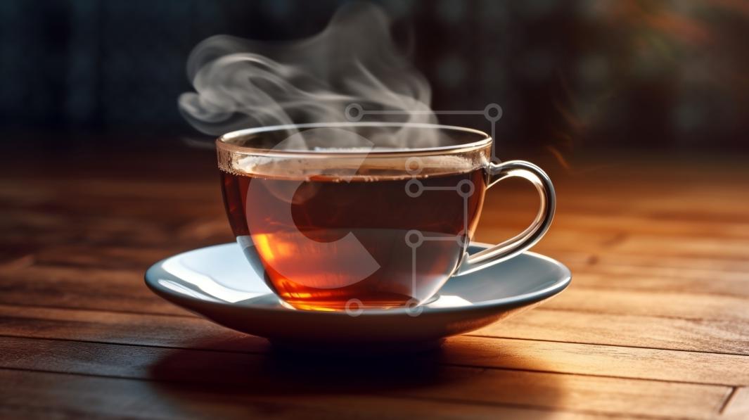 Warm Up with a Cup of Tea on a Wooden Table stock photo | Creative Fabrica