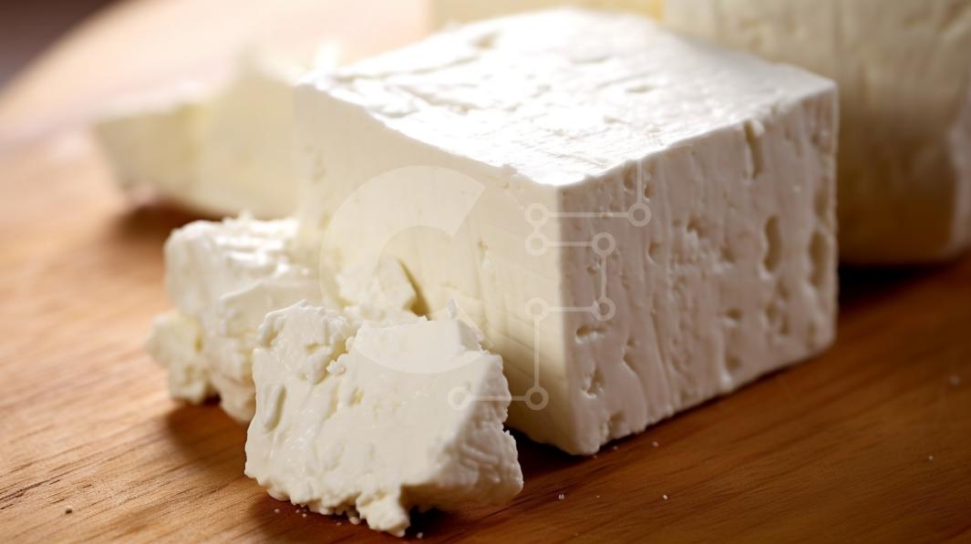 Delicious and Fresh White Cheese on a Wooden Cutting Board stock photo ...