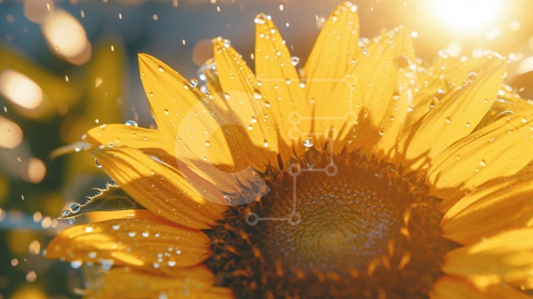 Sunflower with Water Droplets at Sunset - Free Stock Photo stock photo ...