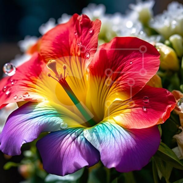 Stunning Picture of a Colorful Hibiscus Flower with Water Droplets ...