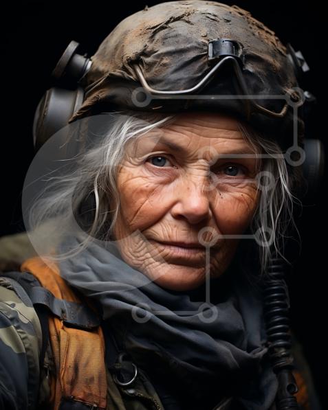 Elderly Woman with Helmet and Goggles Photo stock photo | Creative Fabrica