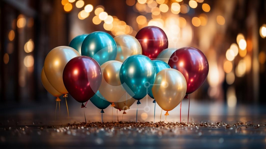 Colorful Balloons Floating in the Air stock photo | Creative Fabrica