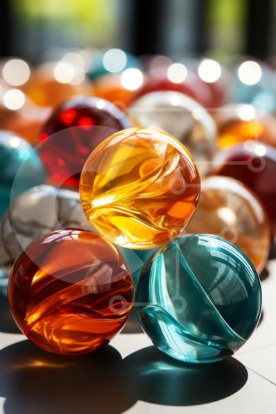 Vibrant Glass Marbles on a Table stock photo | Creative Fabrica
