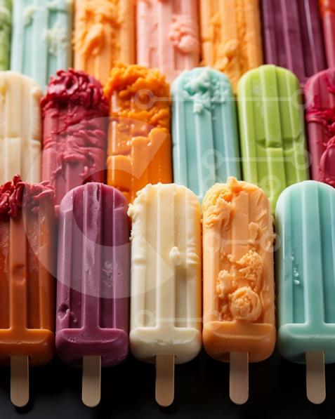 Vibrant and Delicious Popsicles on a Black Background stock photo ...