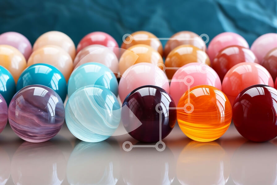 Download Vibrant Marbles Arranged in a Line on a Blue Surface ...