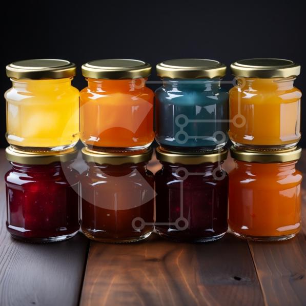 Delicious Assortment of Jams and Jellies in Glass Jars stock photo ...