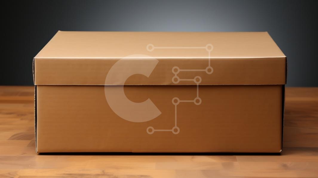 Empty Brown Cardboard Box with Glossy Finish on Wooden Table stock ...