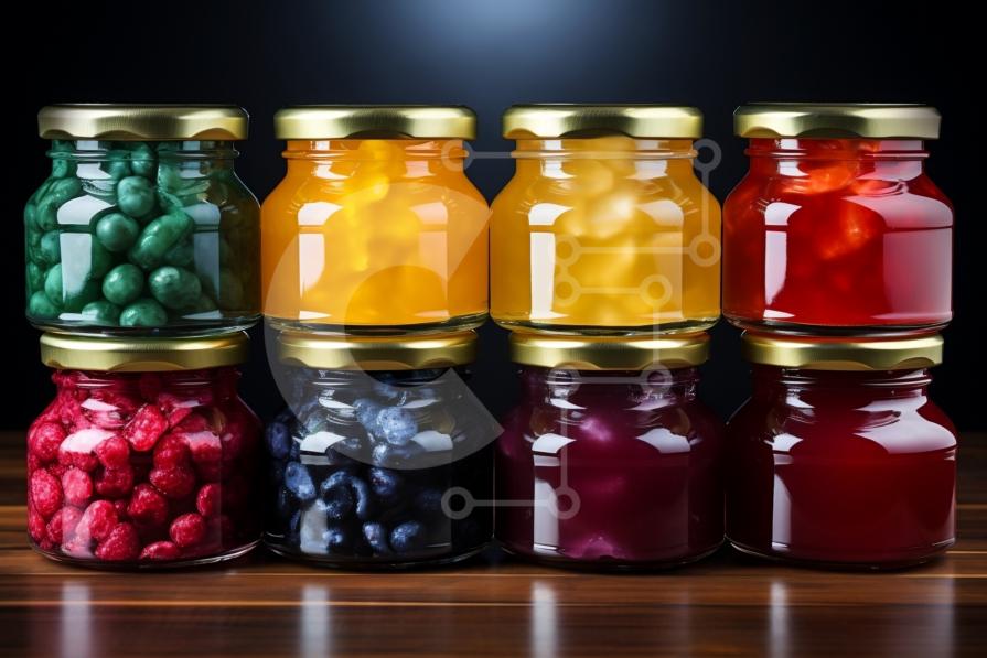Cozy and Homely Image of Assorted Jams and Jellies on a Dark Wooden ...