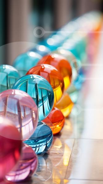Vibrant Glass Objects Displayed on a Table stock photo | Creative Fabrica
