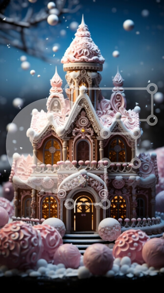 Delicious Gingerbread Castle House with Pink Frosting and White ...
