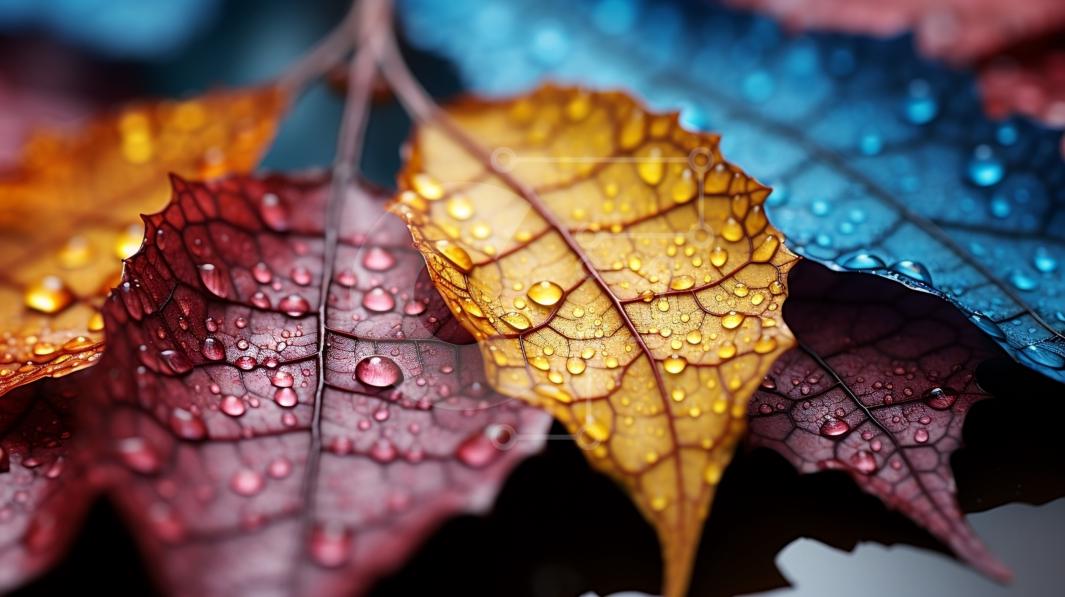 Beautiful Picture of Multi-Colored Leaves with Water Droplets stock ...