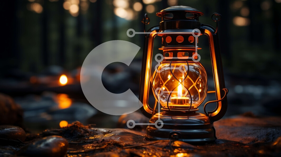 Beautiful Picture of an Oil Lamp in a Tranquil Forest stock photo ...