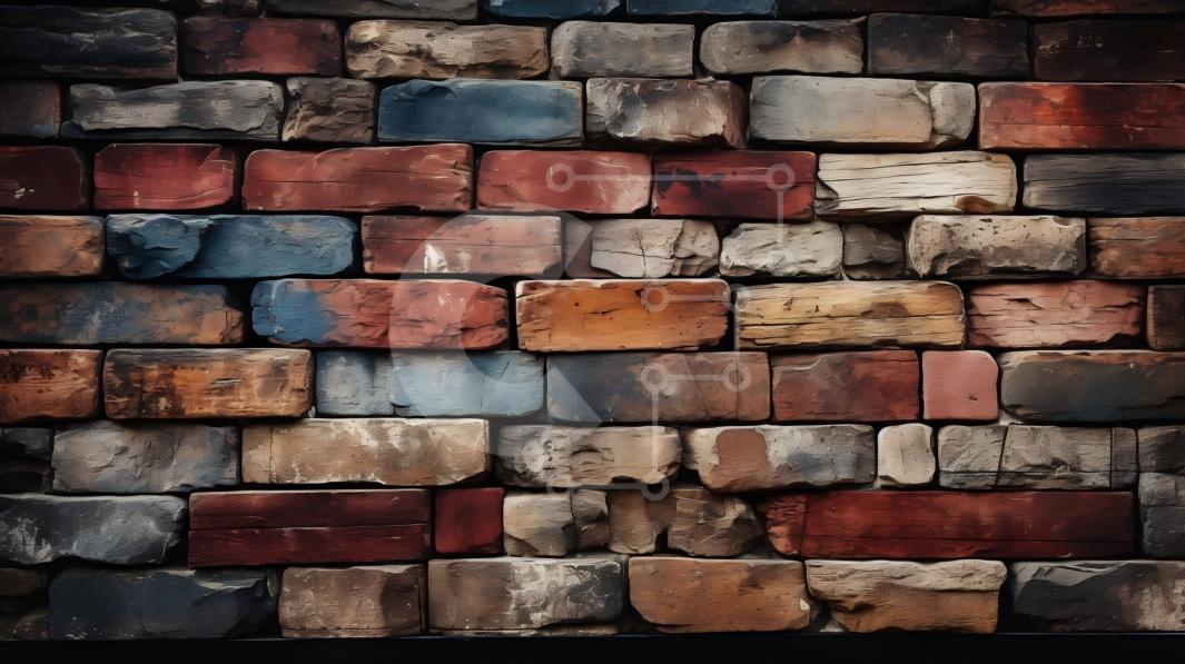 Aged and weathered brick wall in a haphazard pattern stock photo ...