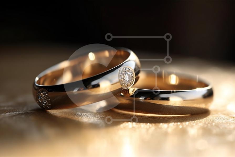 Elegant Gold Wedding Rings on Display stock photo | Creative Fabrica