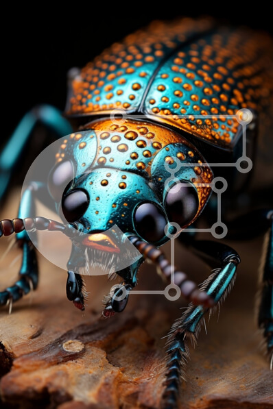 Download Beautiful Picture of a Blue and Orange Beetle with Intricate ...