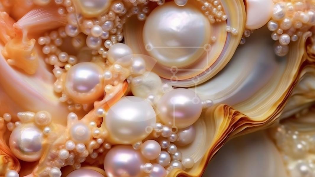 Beautiful Close-up of a Seashell with Pearls stock photo | Creative Fabrica