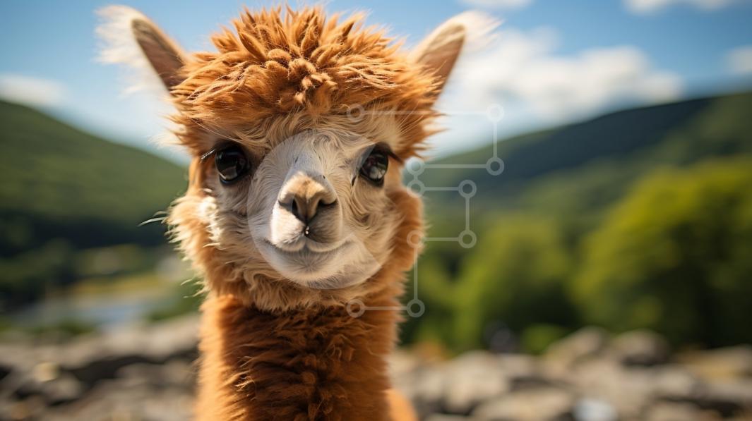 Adorable Close-up Picture of a Curious Alpaca with Fluffy Coat stock ...