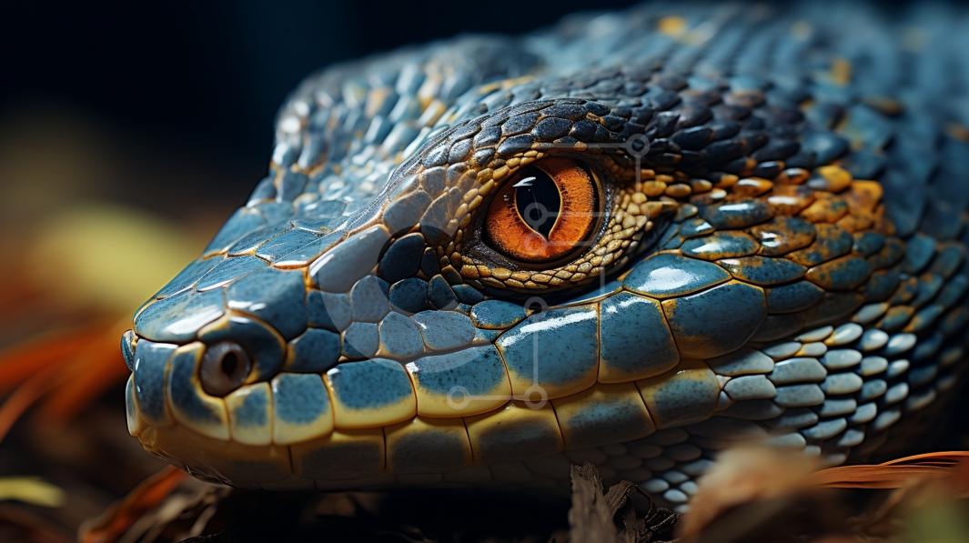 Stunning Close-Up Photo of a Blue and Orange Lizard stock photo ...