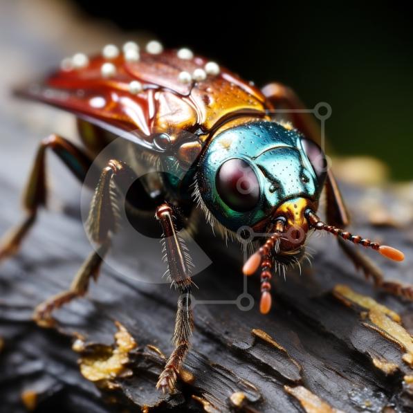 Beautiful Picture of a Colorful Beetle on a Tree Branch stock photo ...